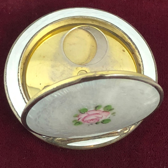FMCO | Makeup | Vintage Art Deco Gold Filled Compact Rose Enamel | Poshmark